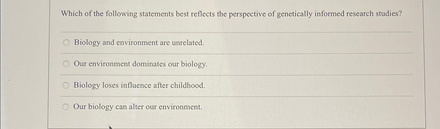 Solved Which of the following statements best reflects the | Chegg.com