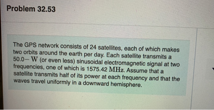 Solved Problem 32.53 The GPS network consists of 24 | Chegg.com
