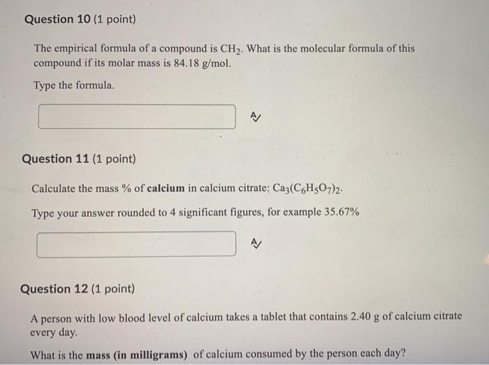 Solved Question 10 (1 point) The empirical formula of a | Chegg.com