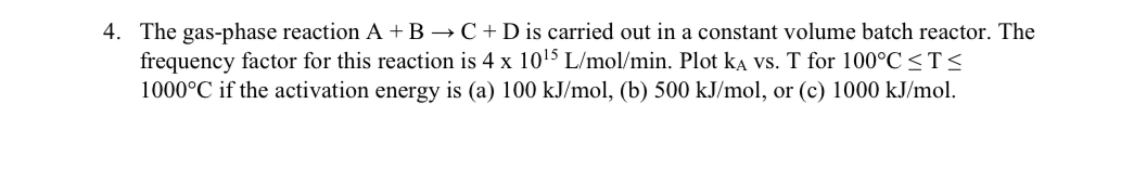 Solved The gas-phase reaction A+B→C+D ﻿is carried out in a | Chegg.com