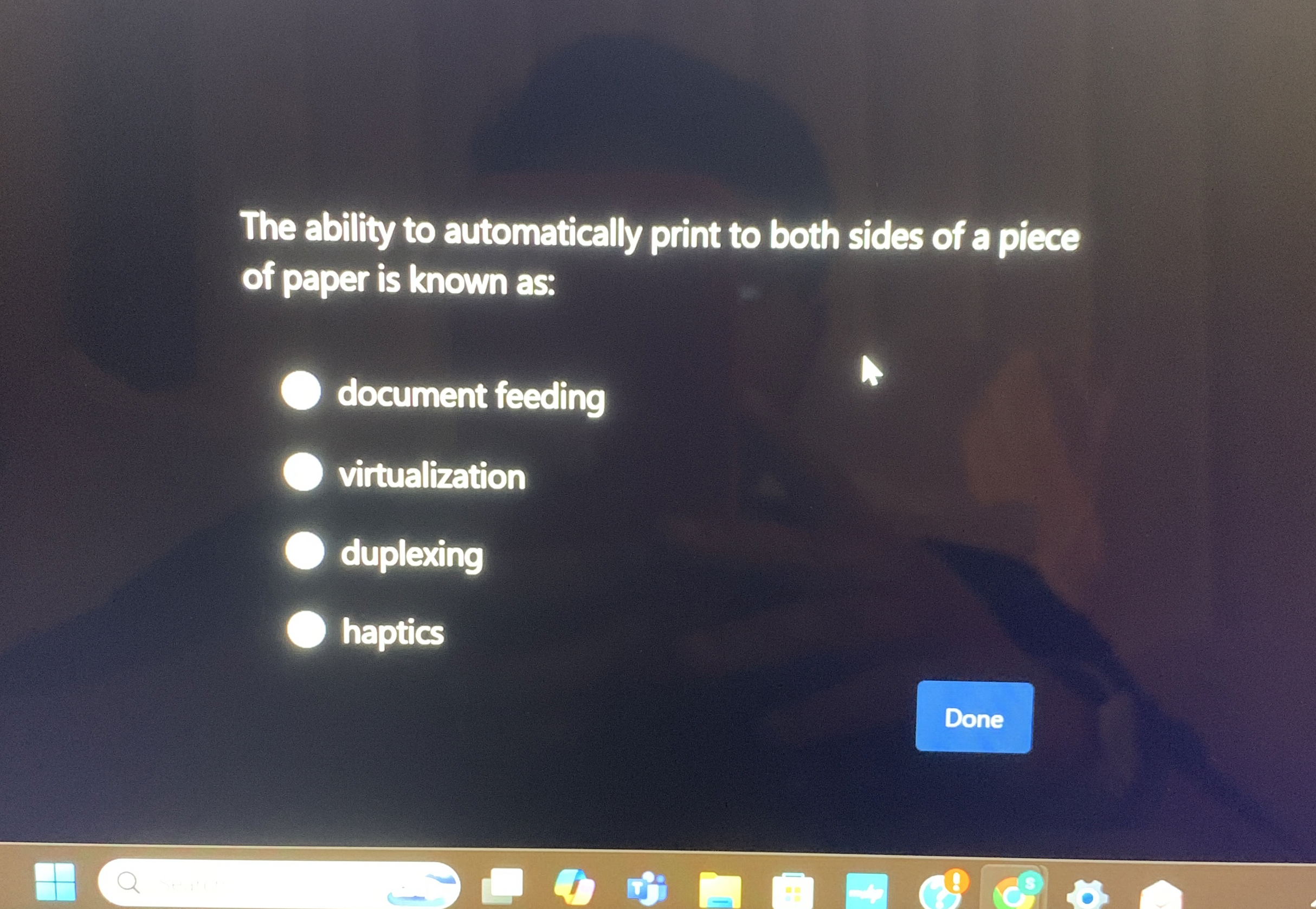 Solved The ability to automatically print to both sides of a | Chegg.com