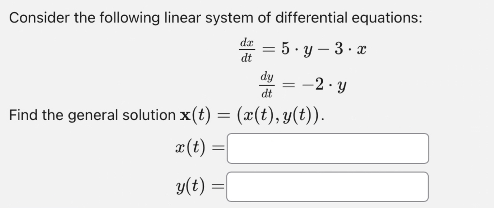 Solved Consider the following linear system of differential | Chegg.com