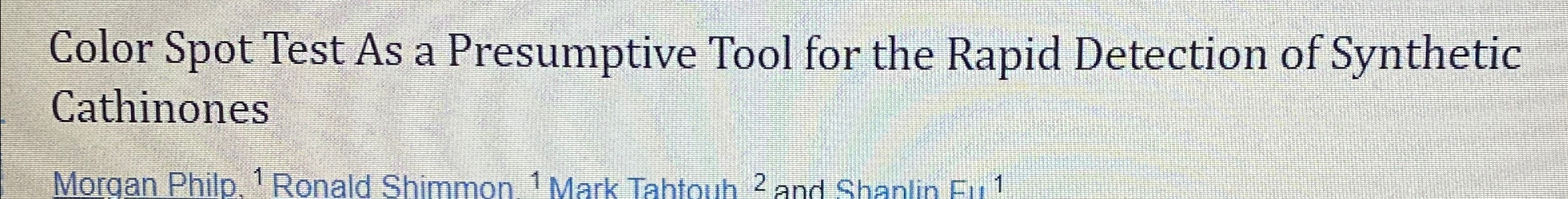 Solved Color Spot Test As a Presumptive Tool for the Rapid | Chegg.com