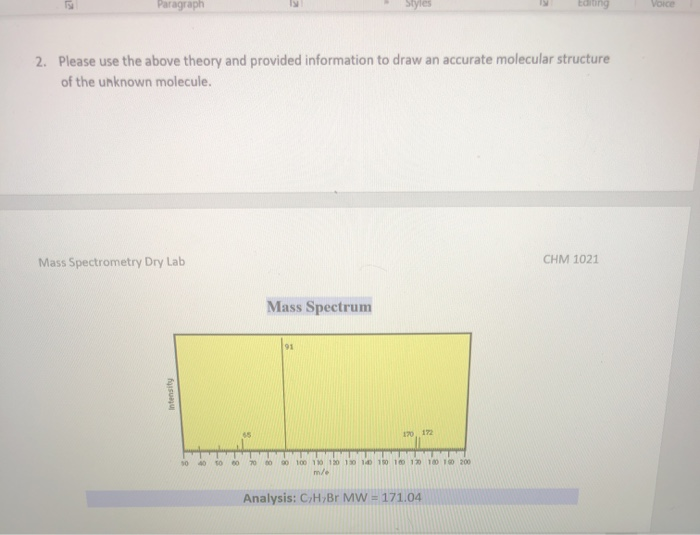 Solved ost common fragments seen in the mass spectrum. 1. | Chegg.com