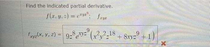 Solved Find the indicated partial derivative. | Chegg.com