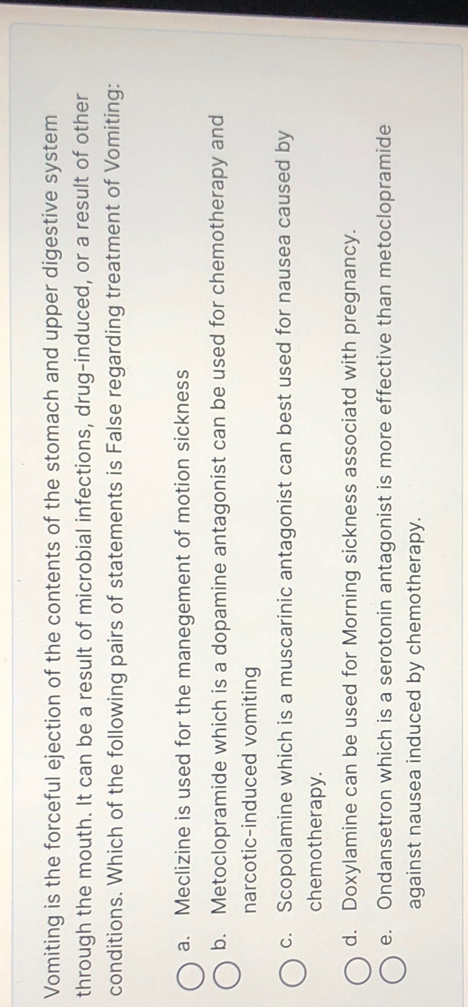 Solved Vomiting is the forceful ejection of the contents of | Chegg.com