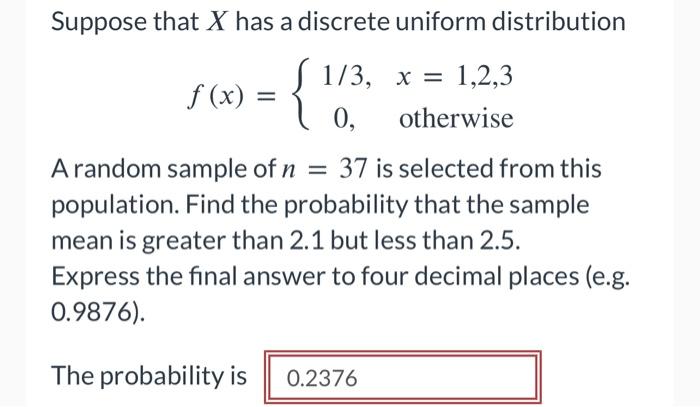 Solved Suppose that X has a discrete uniform distribution | Chegg.com