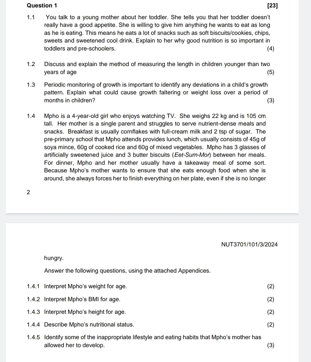 Solved Question 1[23]1.1 ﻿You talk to a young mother about | Chegg.com