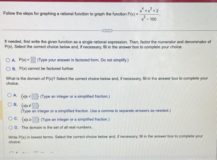 Solved Follow the steps for graphing a rational function to | Chegg.com