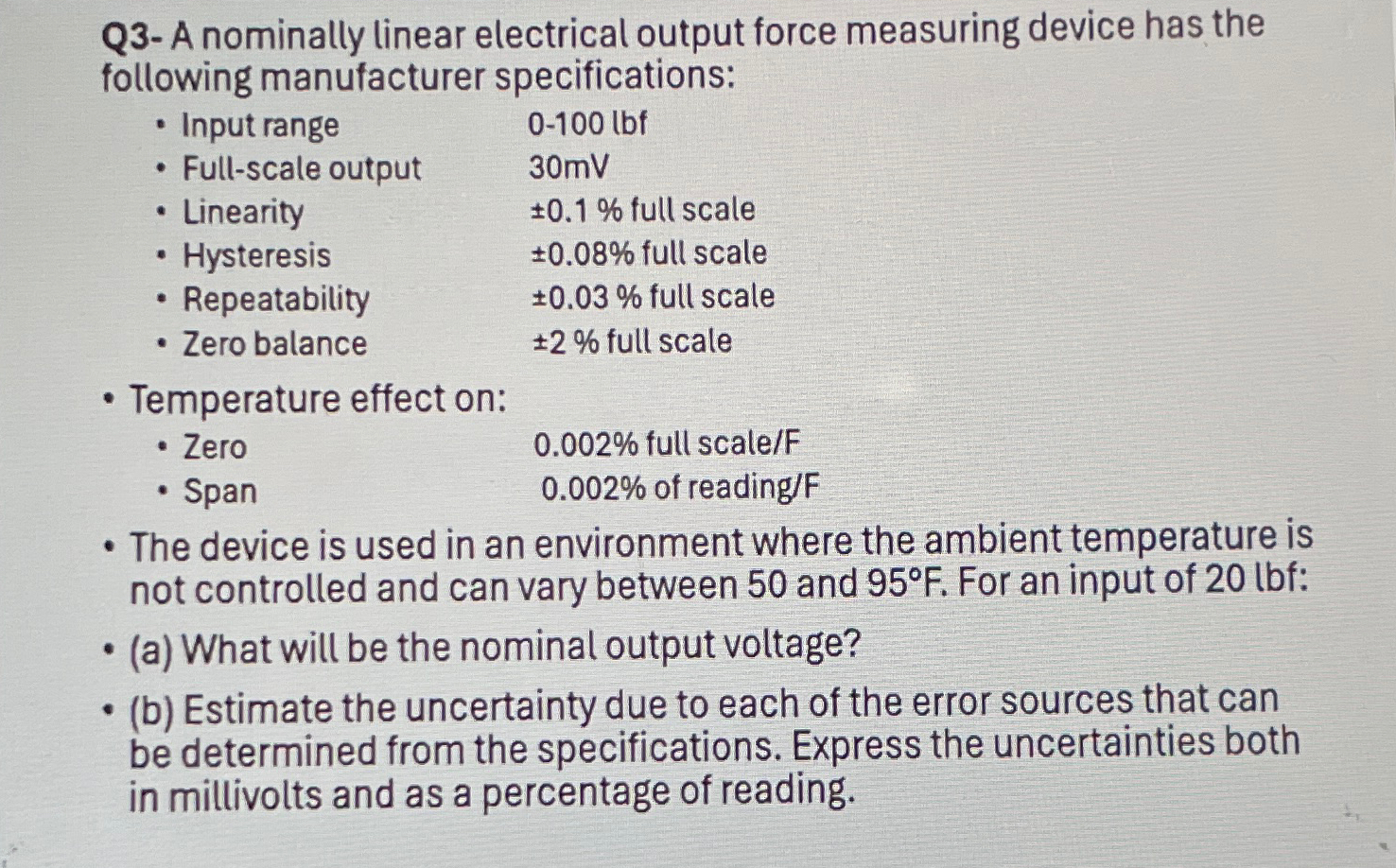 Solved Q3- ﻿A nominally linear electrical output force | Chegg.com