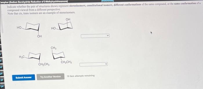 Solved Samphor (Sodium Borhydride Reduction of | Chegg.com