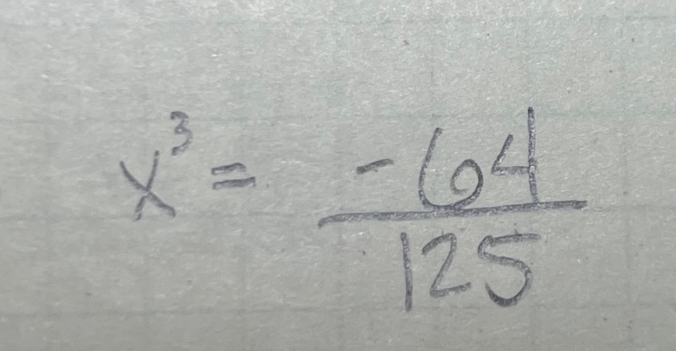 Solved x3=-64125 ﻿ Solve using the root principle of | Chegg.com