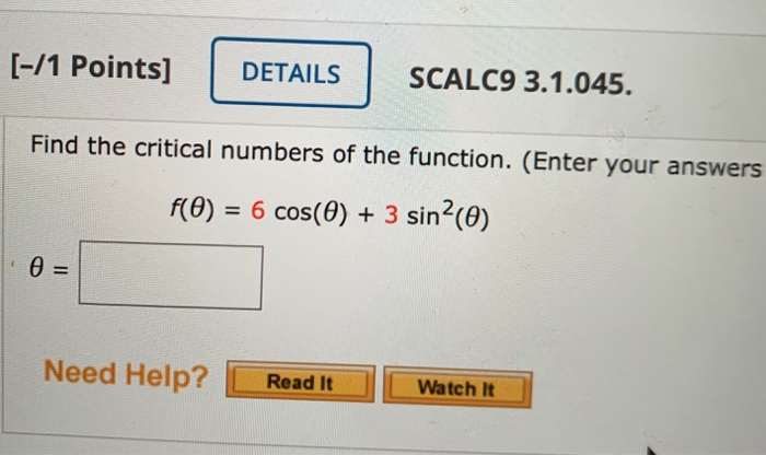 Solved [-/1 Points] DETAILS SCALC9 3.1.045. Find the | Chegg.com