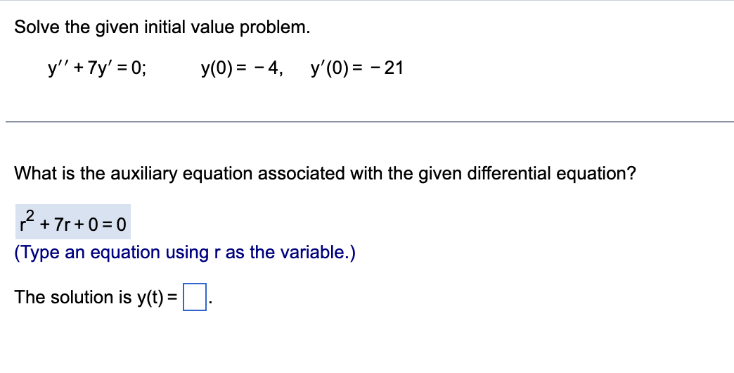Solved Solve the given initial value | Chegg.com
