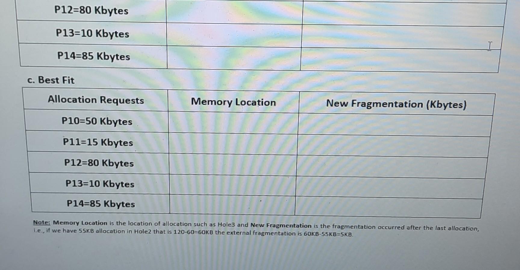 Solved Question 1. Memory Management, Dynamic Partitioning | Chegg.com