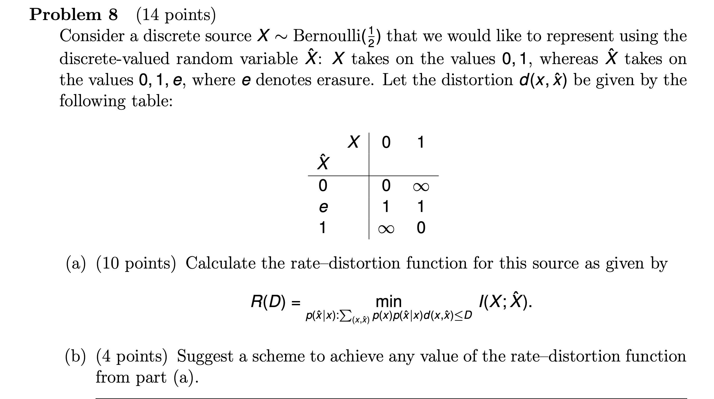 Solved Problem 8 (14 ﻿points)Consider a discrete source x∼ | Chegg.com