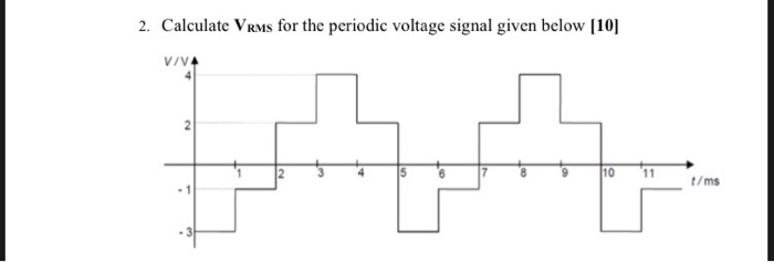 Solved 2. Calculate Vrms for the periodic voltage signal | Chegg.com