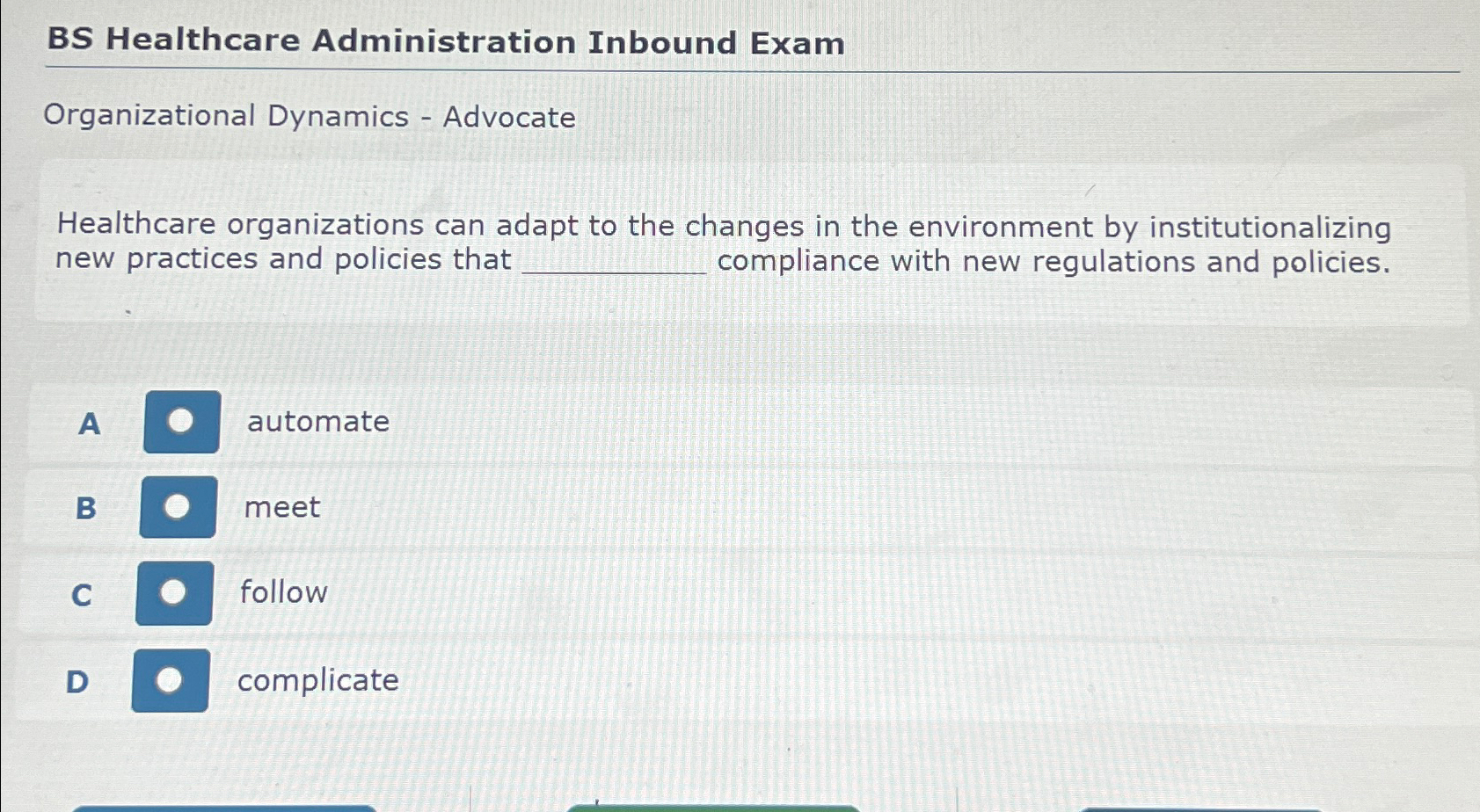 Solved BS Healthcare Administration Inbound | Chegg.com