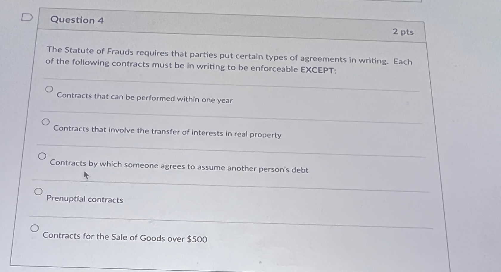 Solved Question 42 ﻿ptsThe Statute of Frauds requires that | Chegg.com