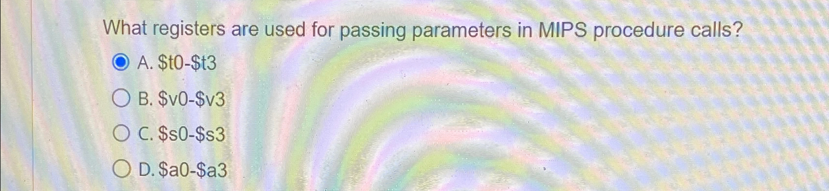 Solved What registers are used for passing parameters in | Chegg.com