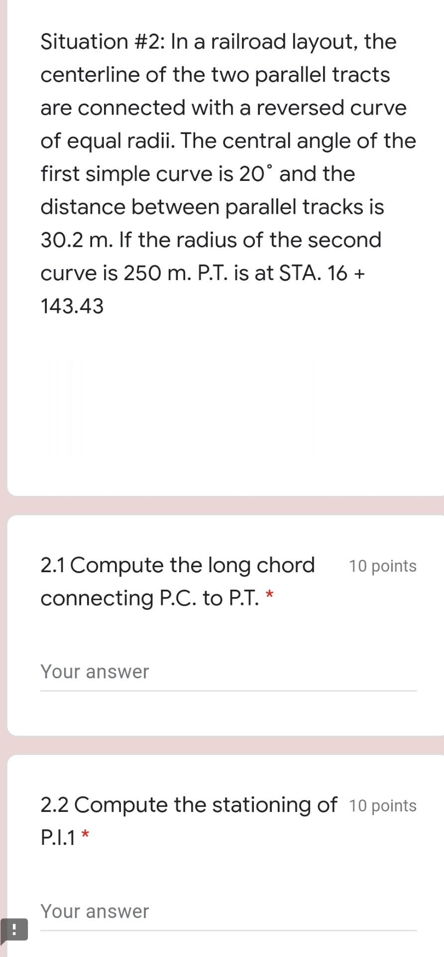 Solved Situation #2: In a railroad layout, the centerline of | Chegg.com