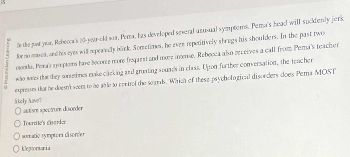 Solved In the past year, Rebecca's 10-year-old son, Pema, | Chegg.com