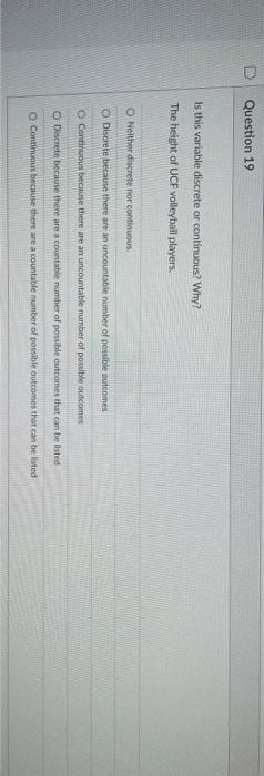 Solved Is this variable discrete or continuous? Why? The | Chegg.com