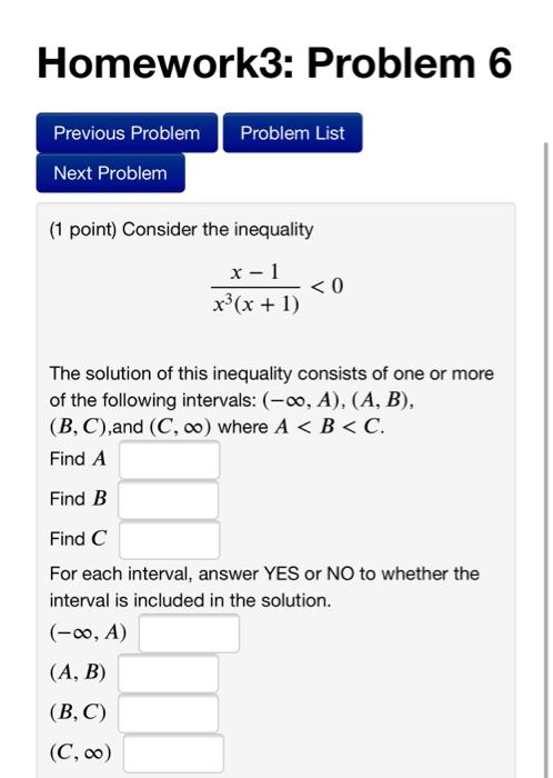 Solved Homework3: Problem 6 Problem List Previous Problem | Chegg.com