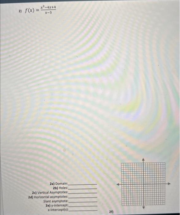 Solved f(x)=x−3x2−4x+4 2a) Domain: 2b) Holes: 2c) Vertical | Chegg.com