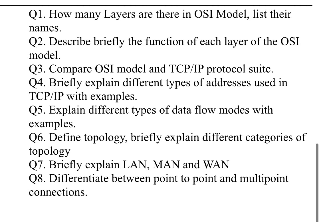 Solved Q1. ﻿How many Layers are there in OSI Model, list | Chegg.com