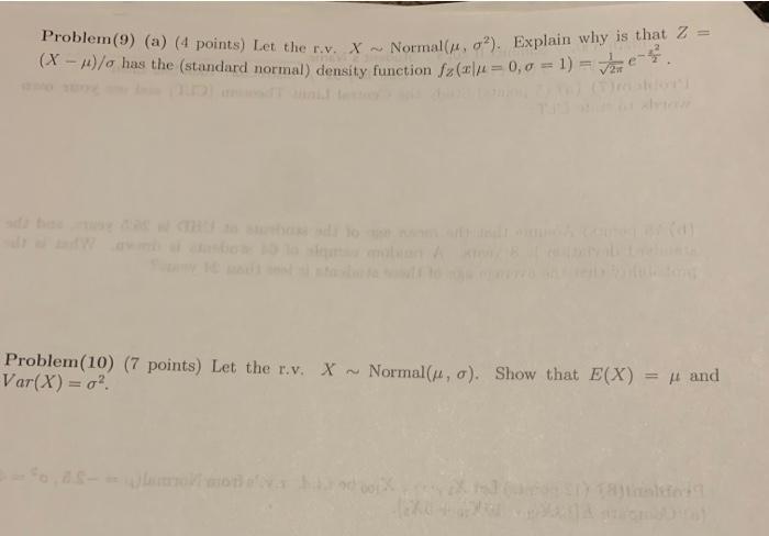 Solved Problem (9) (a) (4 points) Let the r.v. X~ (X− µμ4)/o | Chegg.com