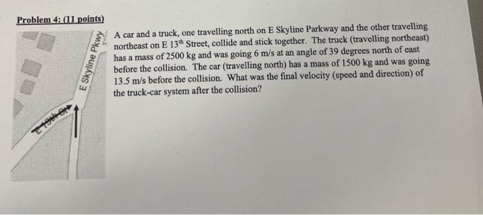Solved Problem 4: (11 points) A car and a truck, one | Chegg.com