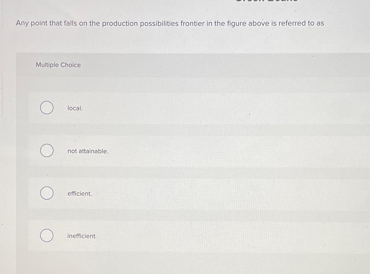 Solved Any point that falls on the production possibilities | Chegg.com