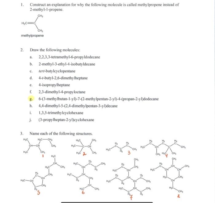 Solved 1. Construct an explanation for why the following | Chegg.com