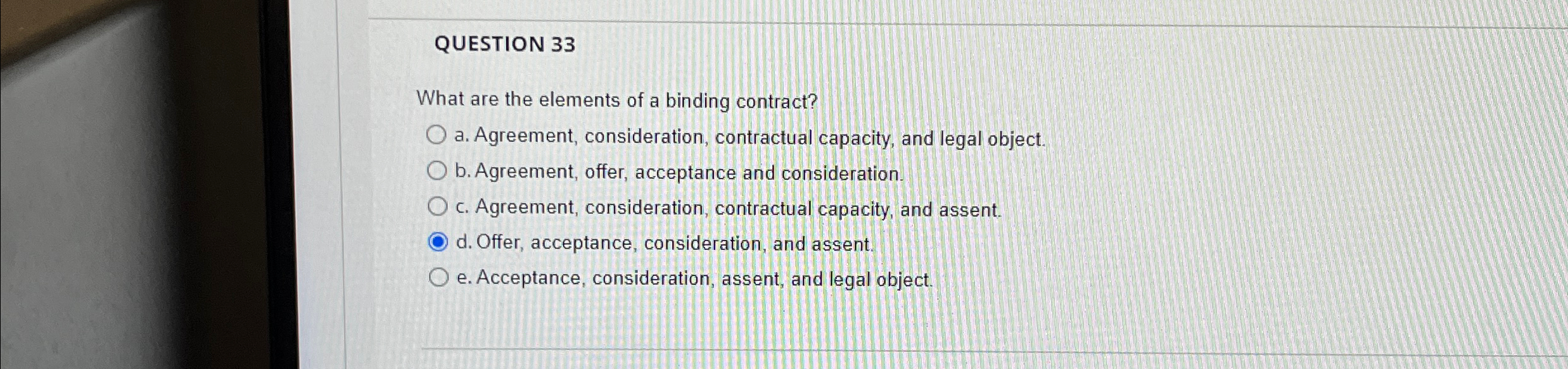 Solved QUESTION 33What are the elements of a binding | Chegg.com