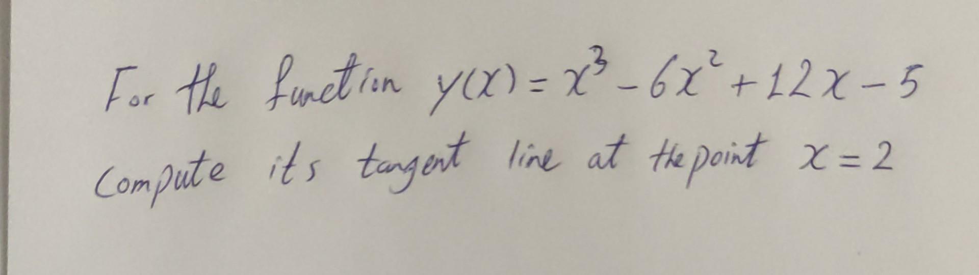 Solved For the function y(x)=x3−6x2+12x−5 Compute its | Chegg.com