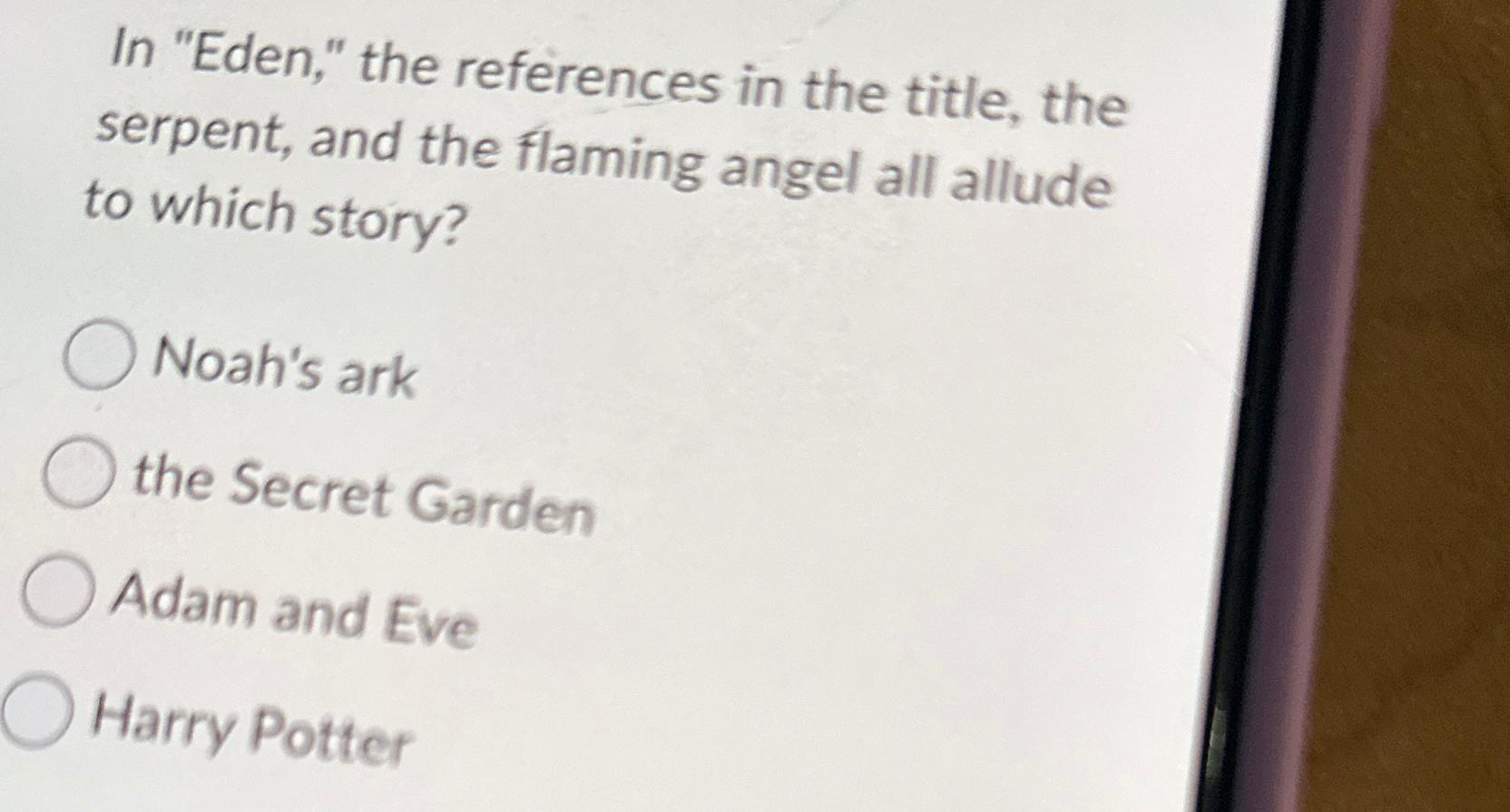 Solved In "Eden," the references in the title, the serpent, | Chegg.com