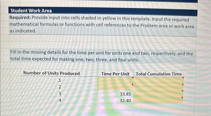 BE3.13 - Using Excel with Learning Curves PROBLEM | Chegg.com