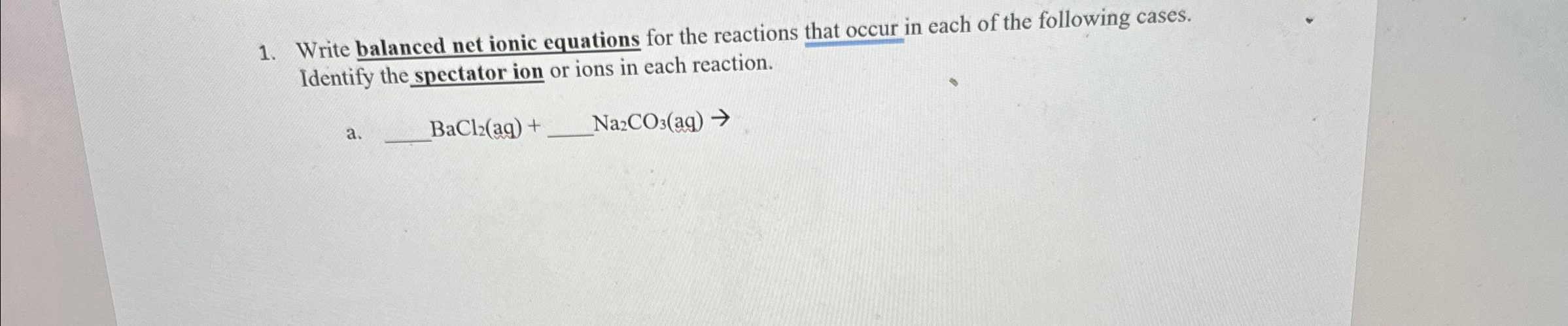 Solved Write balanced net ionic equations for the reactions | Chegg.com