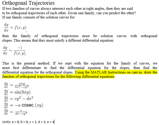 Orthogonal TrajectoriesIf two families of curves | Chegg.com