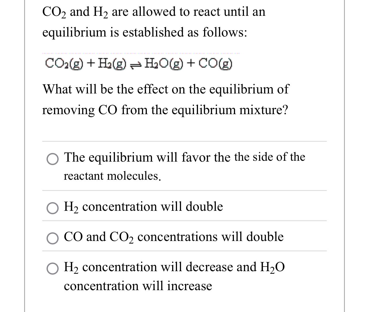 Solved CO2 ﻿and H2 ﻿are allowed to react until an | Chegg.com