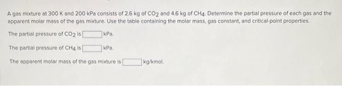Solved A gas mixture at 300 K and 200kPa consists of 2.6 kg | Chegg.com