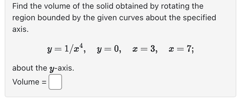 Solved Find the volume of ﻿the solid obtained by ﻿rotating | Chegg.com