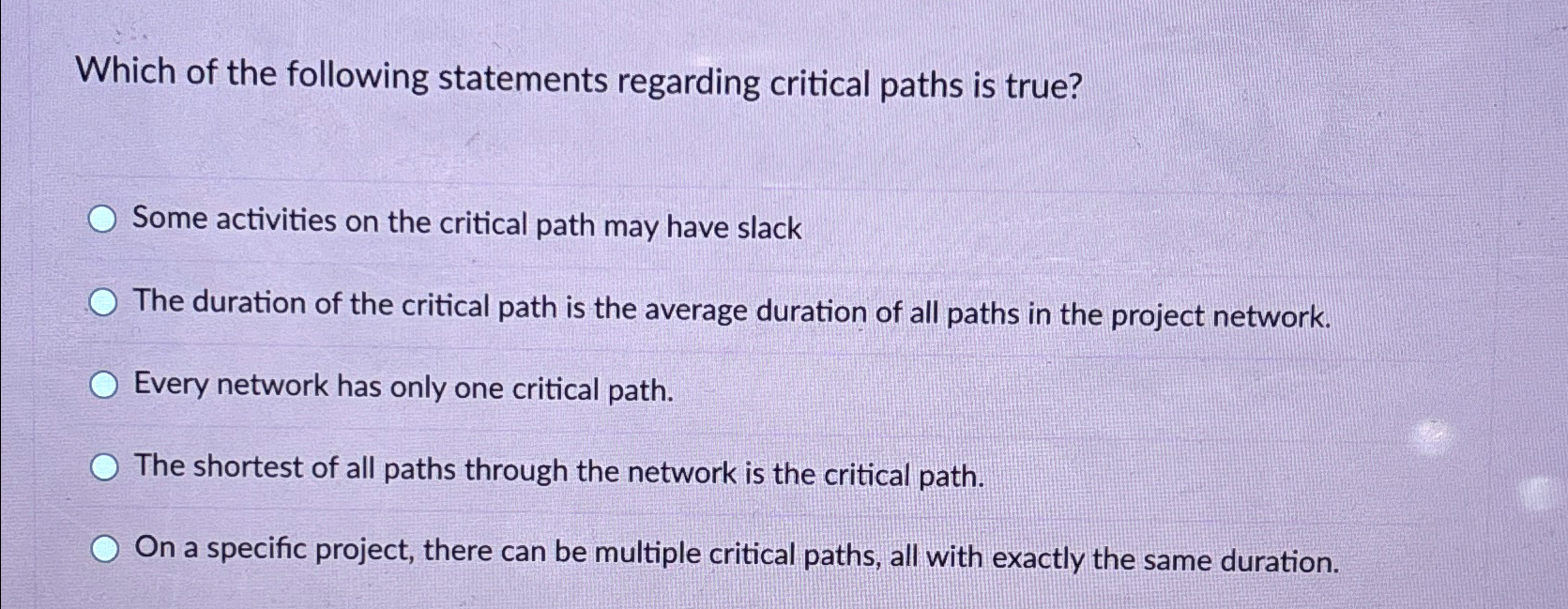 Solved Which of the following statements regarding critical | Chegg.com