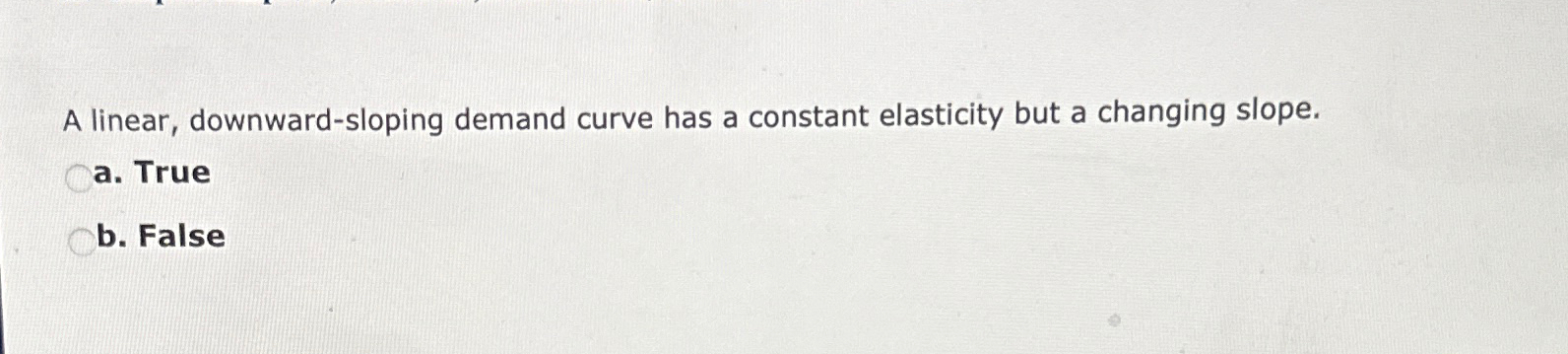 Solved A linear, downward-sloping demand curve has a | Chegg.com