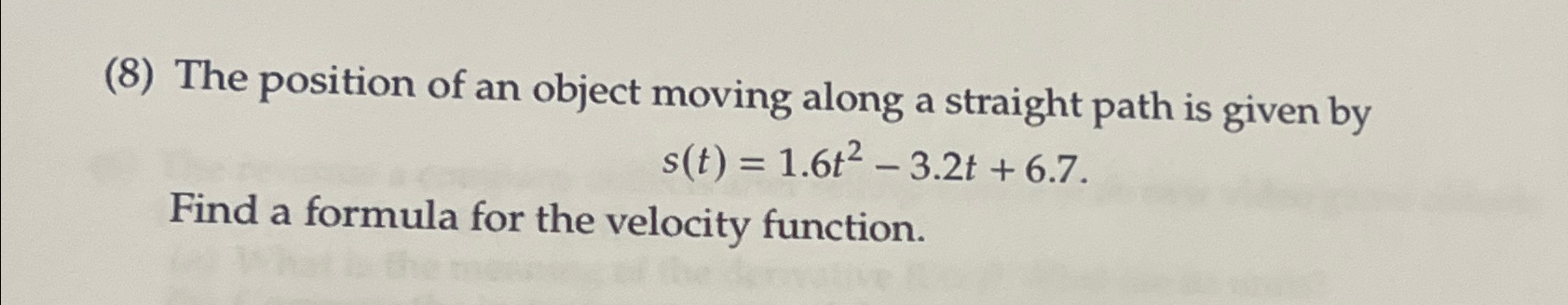 Solved (8) ﻿The position of an object moving along a | Chegg.com