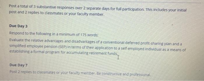 Solved Post a total of 3 substantive responses over 2 | Chegg.com