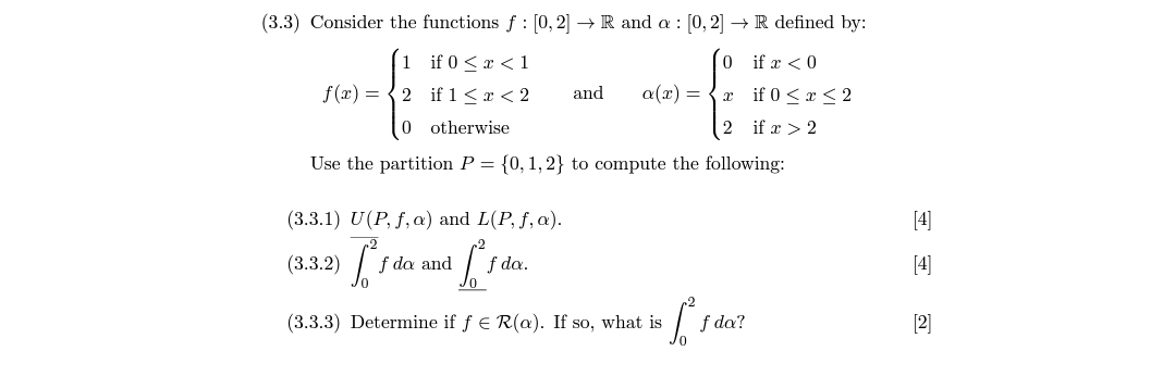 Solved (3.3) ﻿Consider the functions f:[0,2]→R ﻿and | Chegg.com