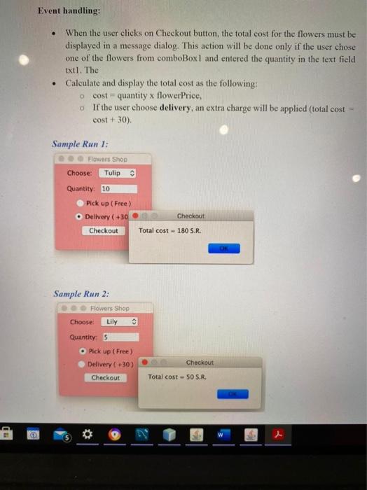Solved Event handling: . When the user clicks on Checkout | Chegg.com