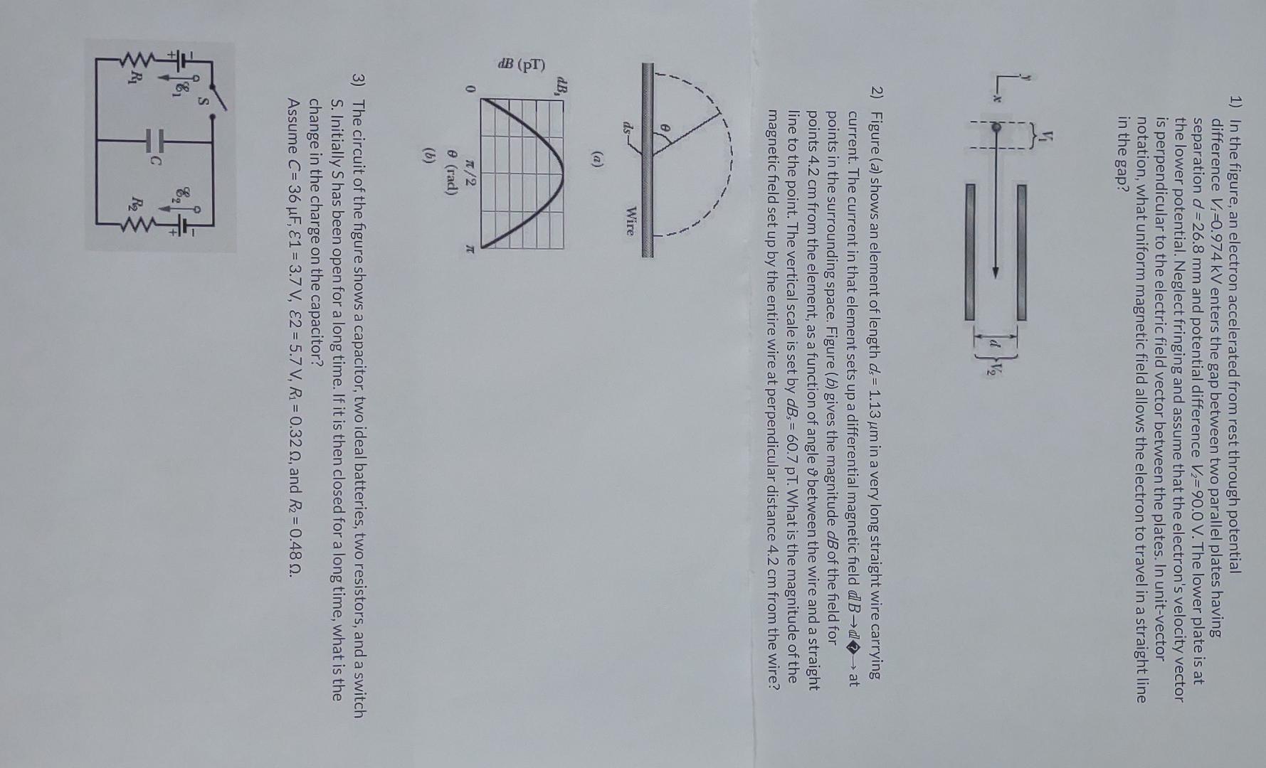 Solved 1 In The Figure An Electron Accelerated From Rest